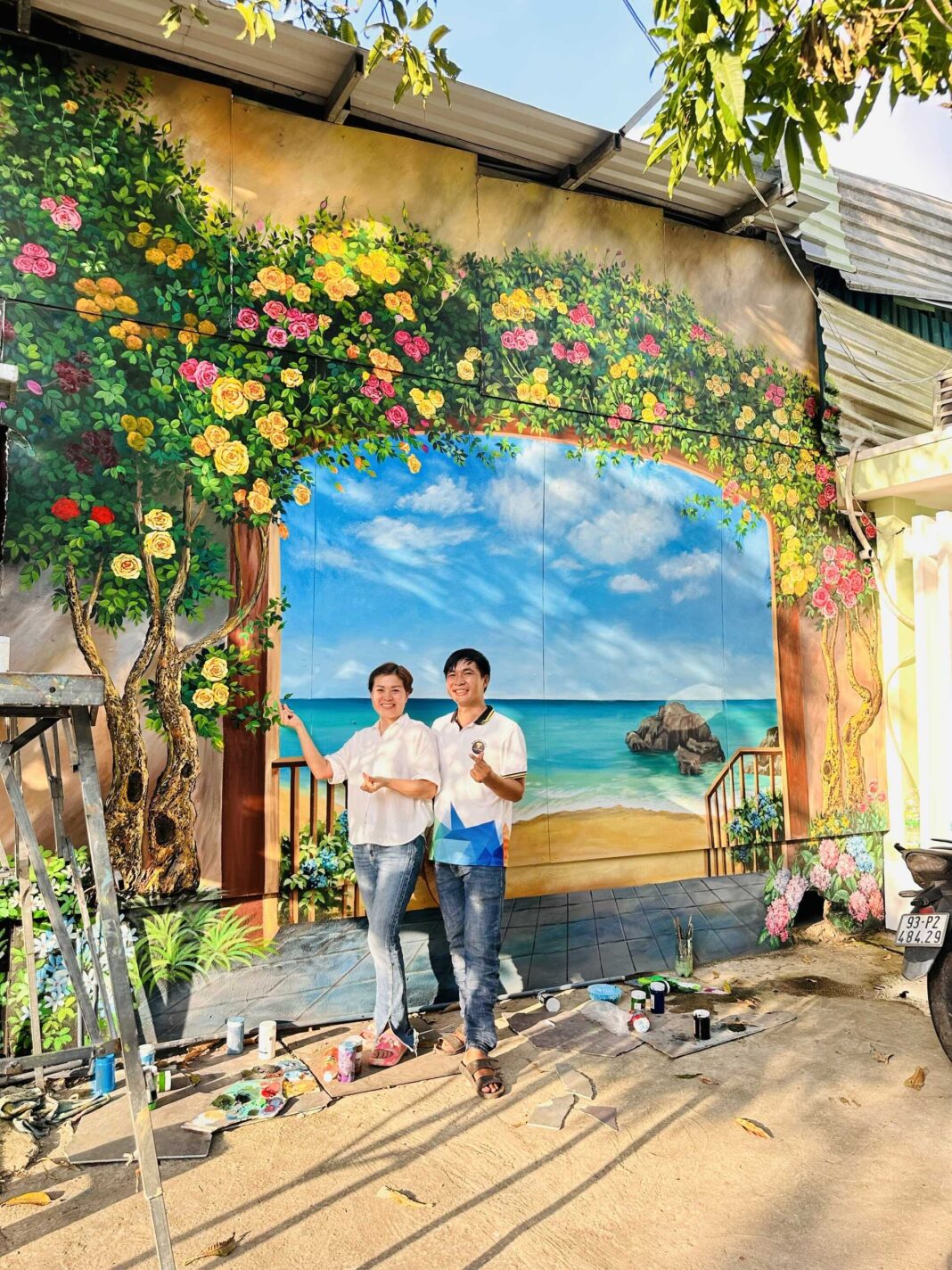 Vẽ Tranh Tường Hoa Hồng 3D- Trang trí công ty Kỷ Nguyên Model