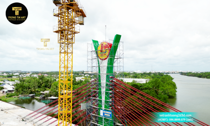 Vẽ Tranh Tường Logo Long An-Vẽ Logo 2 trụ cầu cho tỉnh Long An